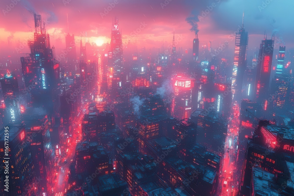 a breathtaking 360degree spherical panorama captures a cyberpunk night ...