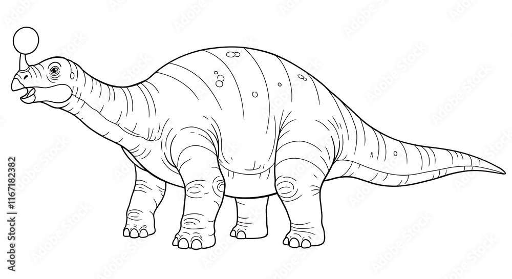 Cute prehistoric dinosaur outline drawing. Extinct animal illustration ...
