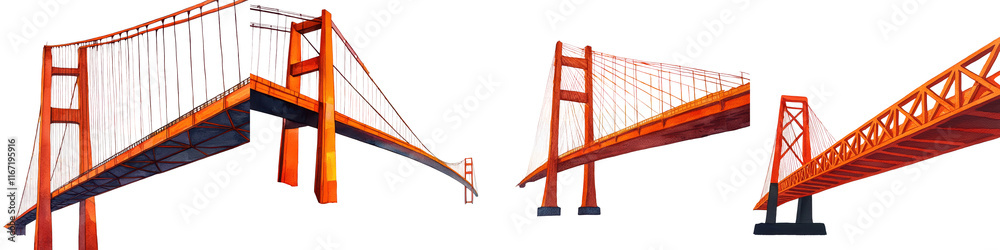 Impressive cable stayed bridge structure rising over a modern cityscape ...