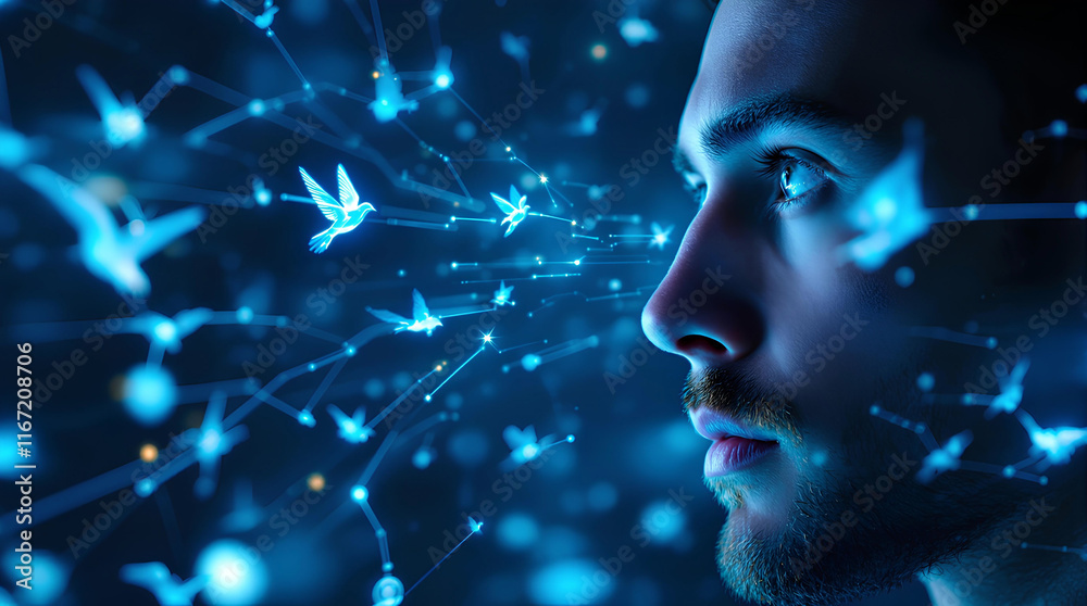 Artificial,3D mesh face,Artificial Intelligence Machine Learning ...