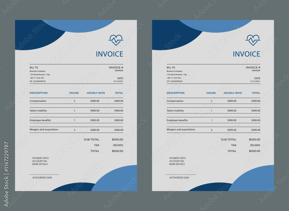 Business Invoice template. Professional payment agreement layout ...