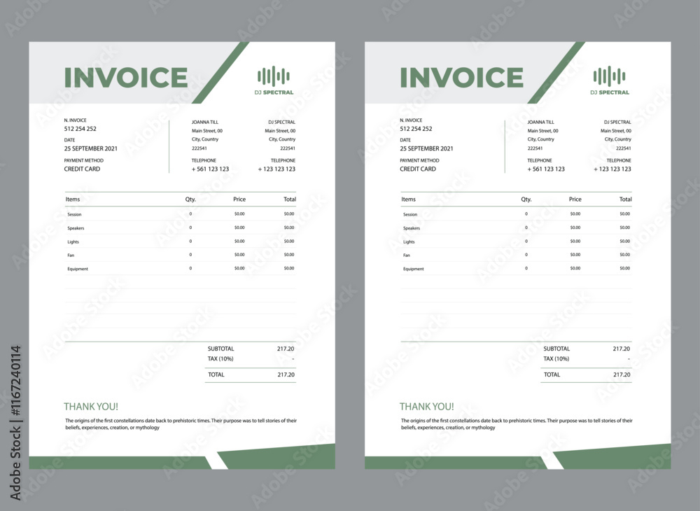 Business Invoice template. Professional payment agreement layout ...
