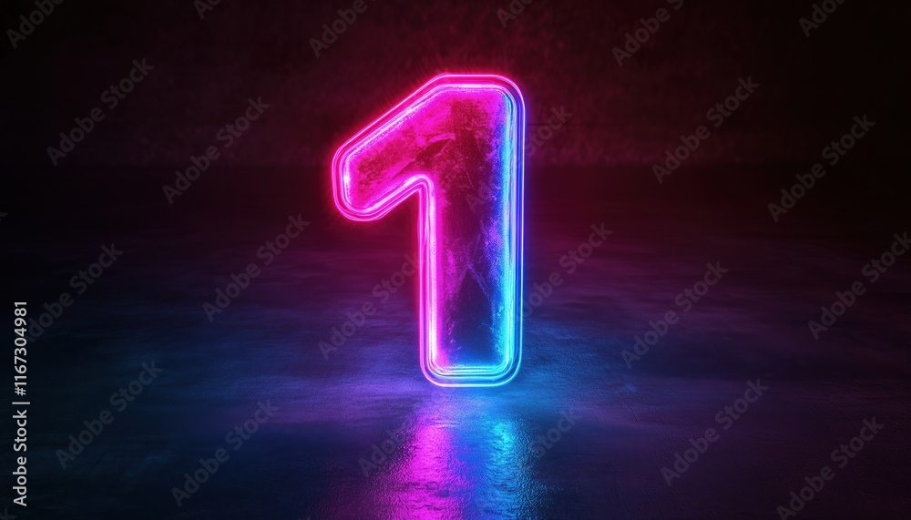 The Best Digital Symbol: Render Number One In A Pink And Blue Gradient ...