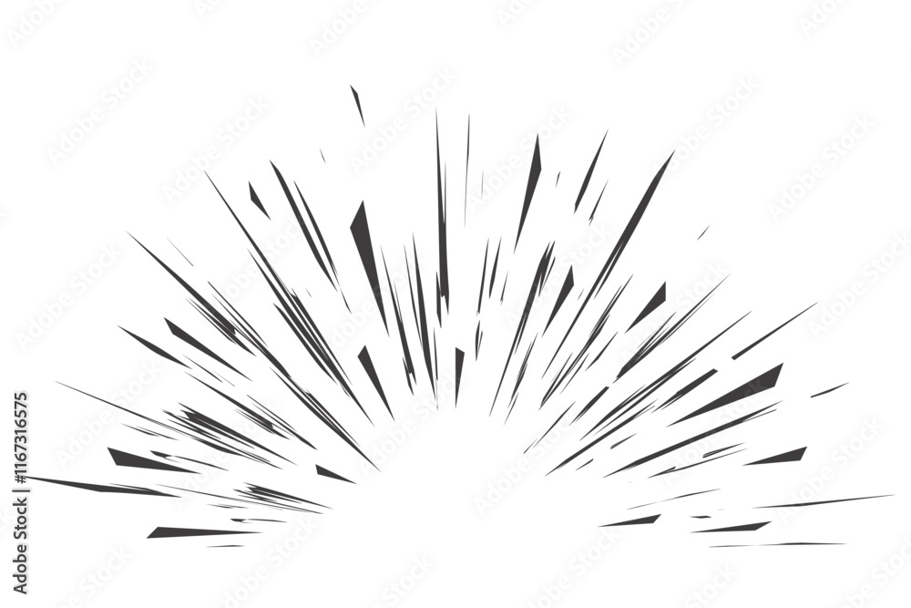 Explosion speed lines. Comic radial burst on white background. Vector ...