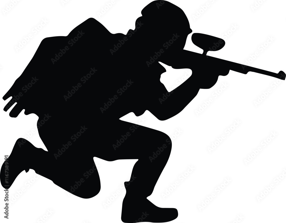 Paintball player silhouettes, paintball sports, soldier, army, police ...
