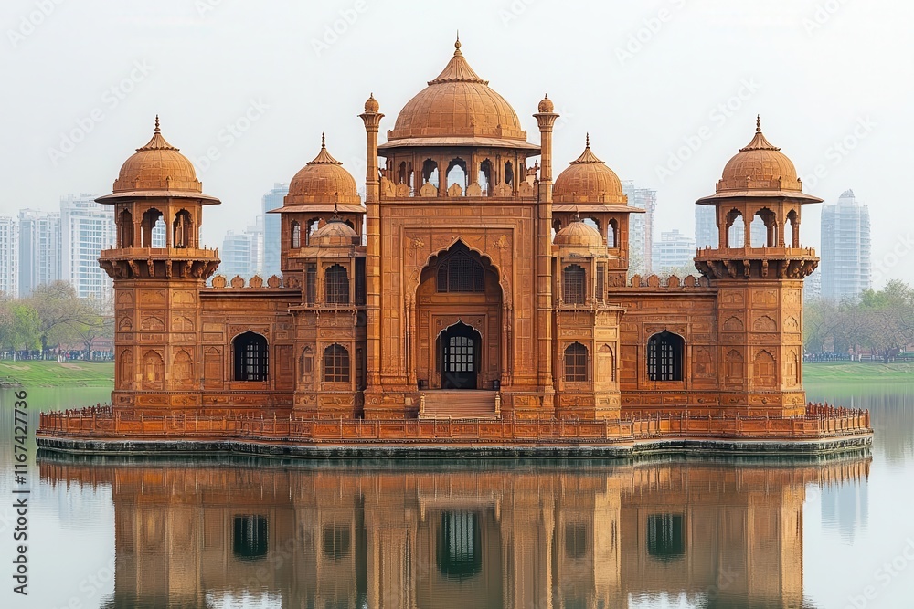 red fort in delhi india depicted on a clean white background ...