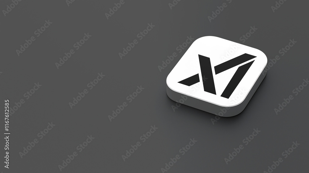 3D-rendered icon of the Xai app logo, featuring a sleek, minimalistic ...