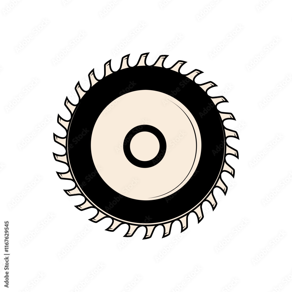 Saw disc icon in monochrome style isolated on white background. Sawmill ...