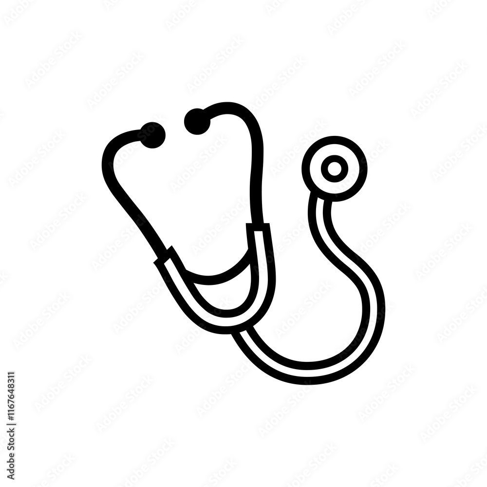 Stethoscope graphic icon. Stethoscope sign isolated on white background ...