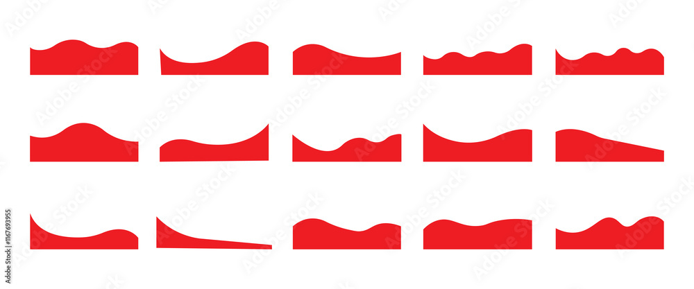 Dividers Shapes for Website Pictogram Set. Curve Lines, Drops Set of abstract design separator ...