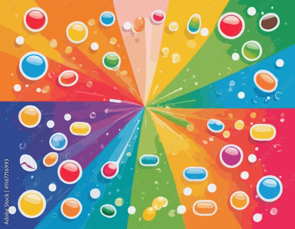 Multi Vitamin complex icons poster. Vector illustration. Multivitamin ...