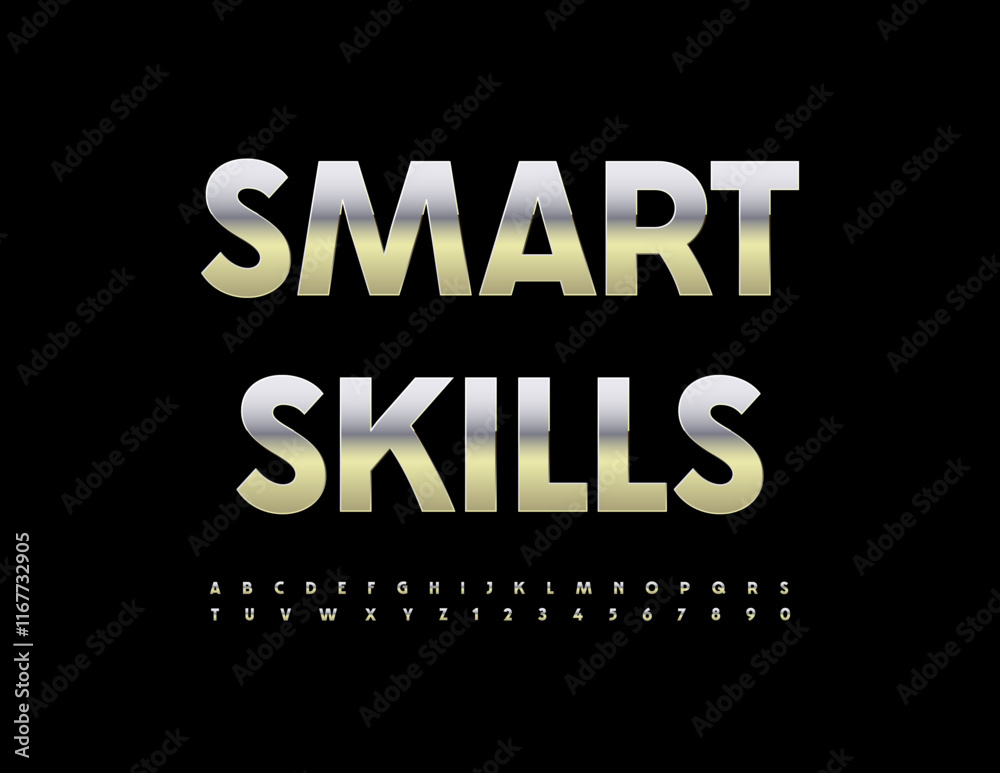 Vector business concept Smart Skills. Shiny Silver Font. Reflective ...