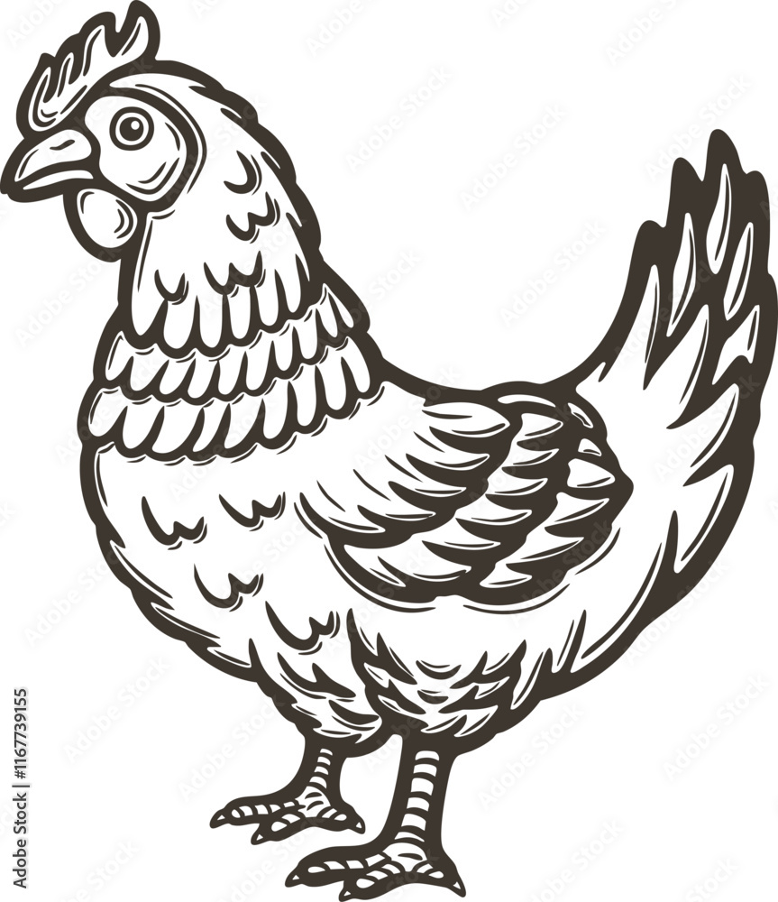 Chicken hen side view standing bird poultry farm feathered animal ...