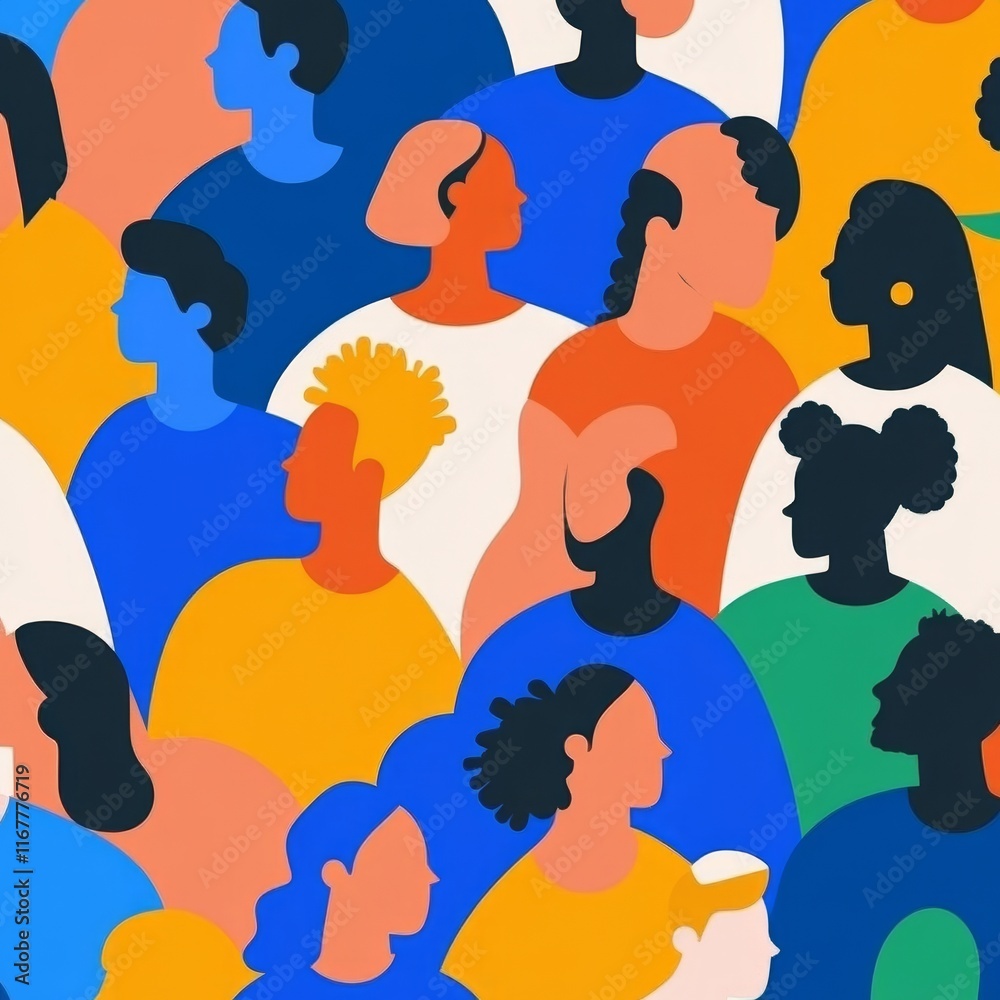 Crowd of people against a smooth background, showcasing teamwork among ...