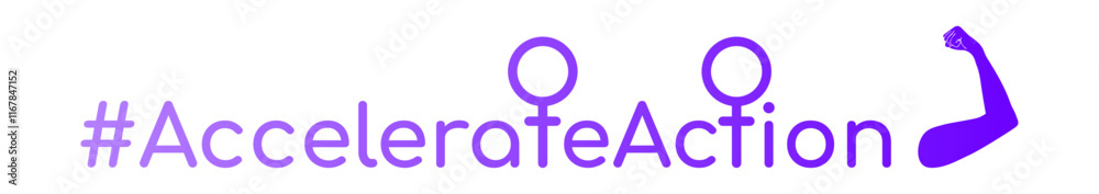 Accelerate action hashtag IWD 2025 with female gesture pose to show ...