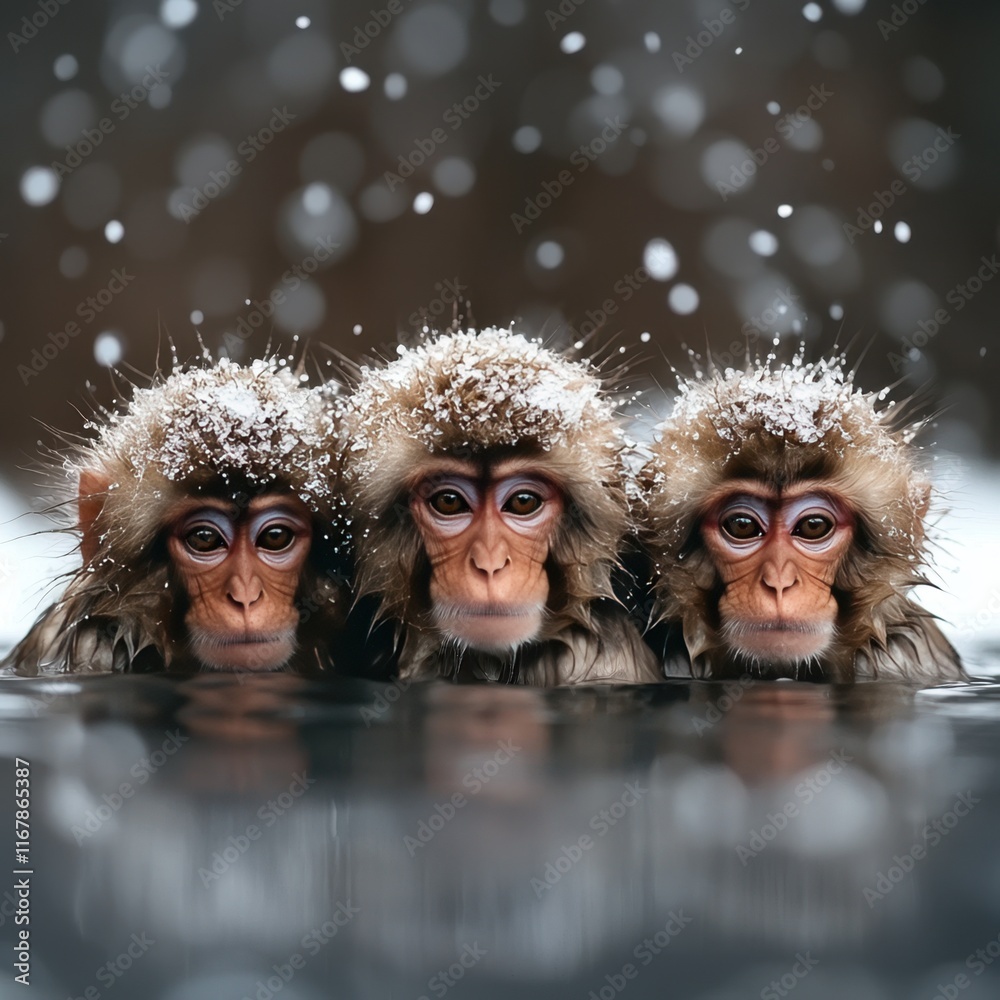 Snow monkeys relaxing in natural hot springs japan's unique winter ...