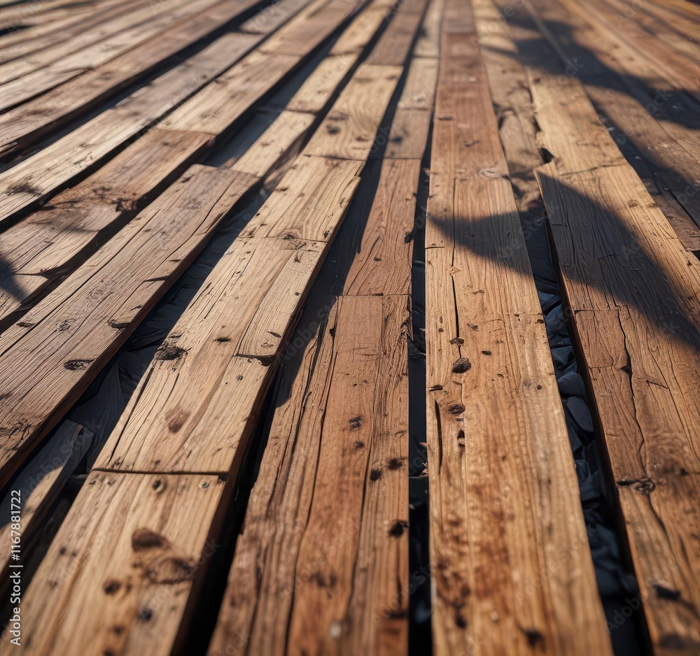 Wooden planks exposed to sunlight and weathering, decaying wood, decay ...