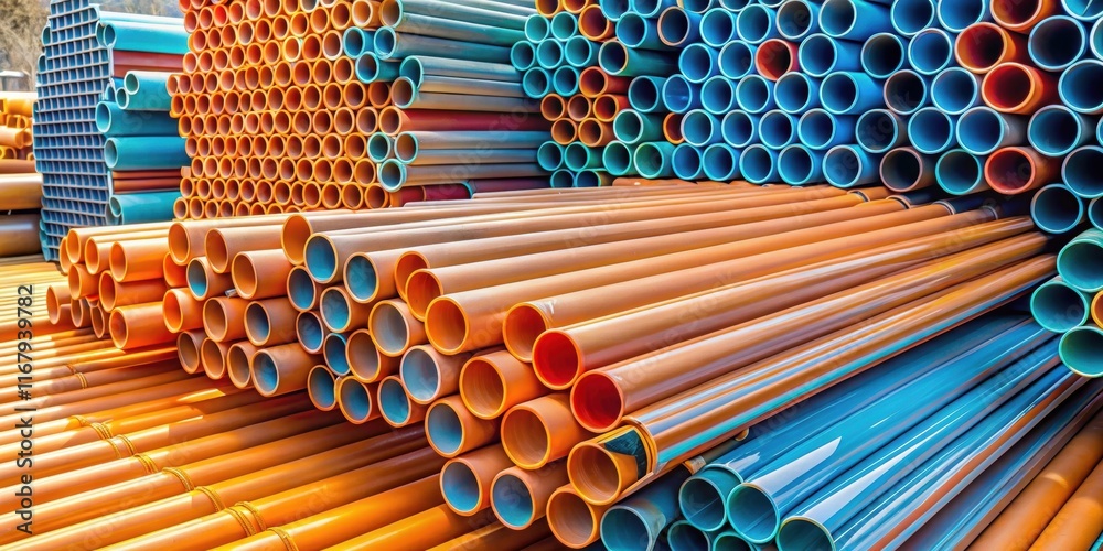 PVC tube pipes and TMT rods for construction projects, construction ...