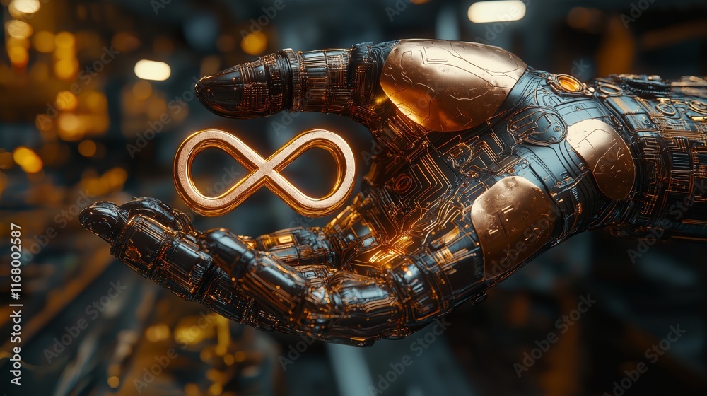 Steampunk-inspired cyborg hand with intricate copper and brass ...