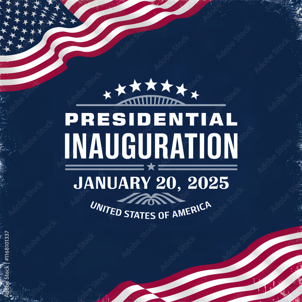 2025 US Presidential Inauguration banner with USA flags. Editable ...