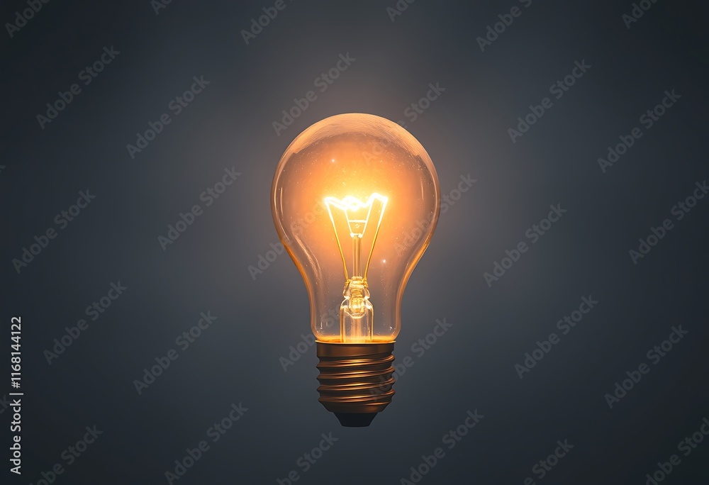 Glowing Lightbulb Symbolizing Inspiration and Ideas. A single ...