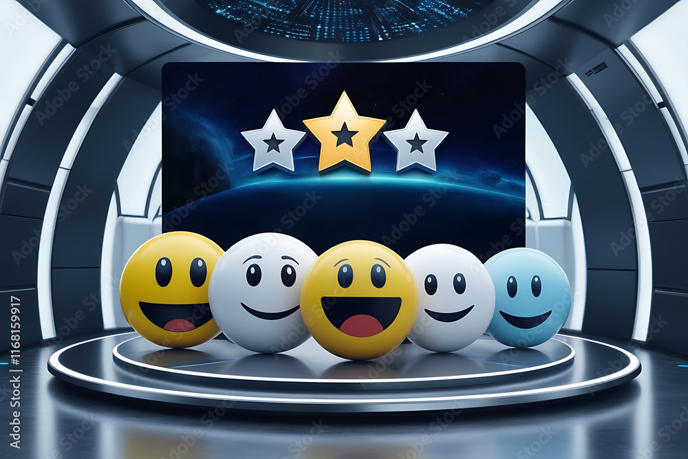 customer satisfaction feedback survey concept. emoticons different ...