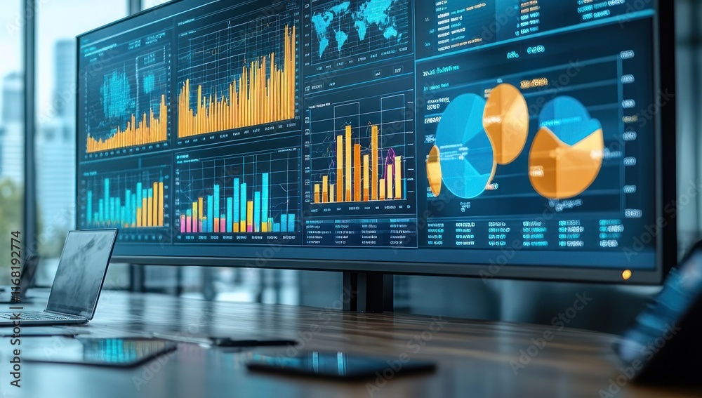 Data visualization dashboard with analytical graphs and charts Stock ...