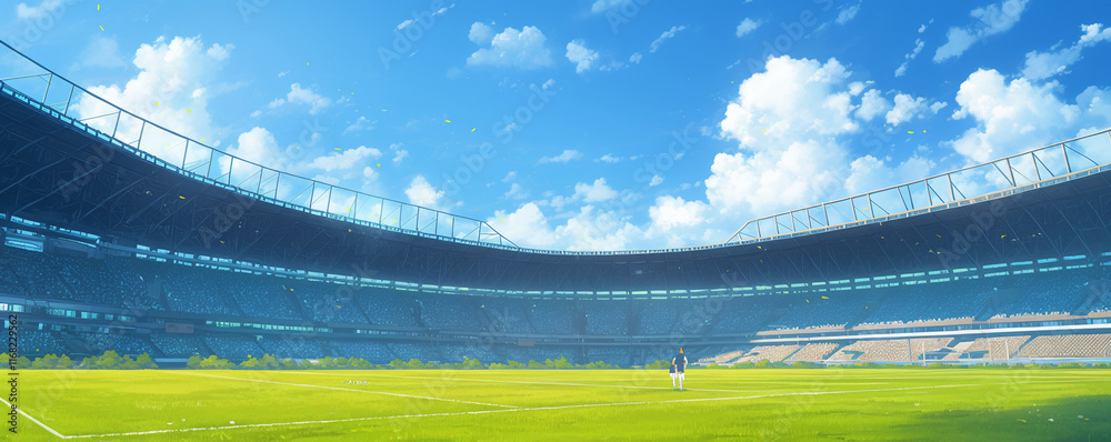 cute kawaii anime cartoon football soccer stadium background Stock ...