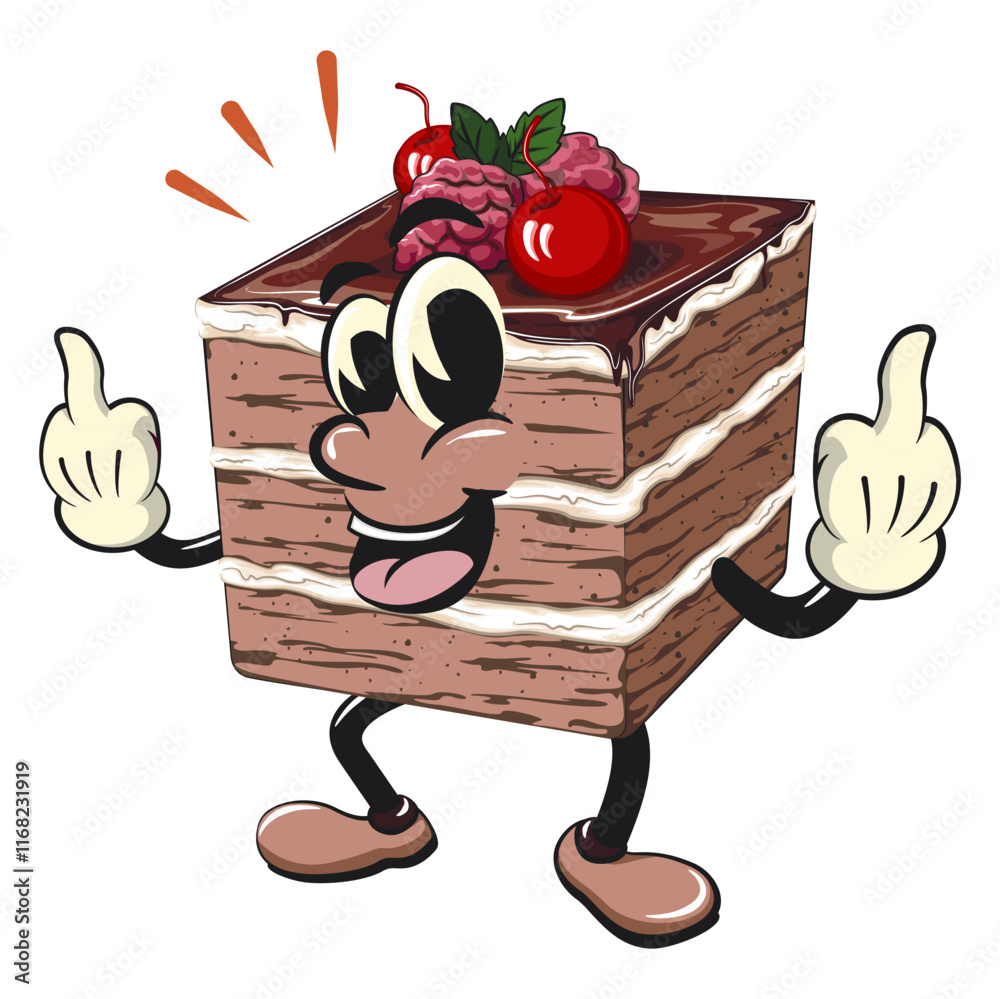 black forest cake cute cartoon isolated vector illustration character ...