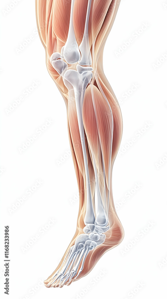 Human leg anatomy, muscle and bone structure, detailed medical ...
