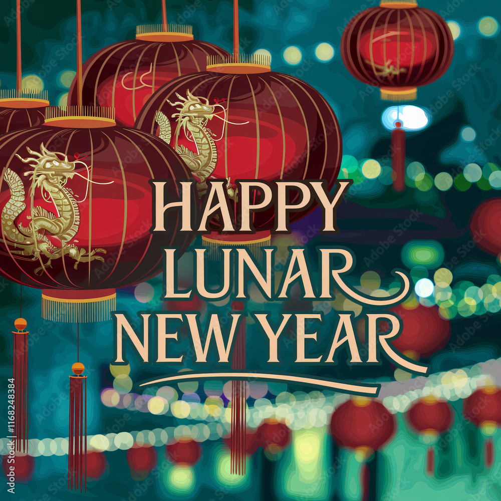 Chinese Lunar New Year 2025 - Year Of The Snake. Social Media Square ...