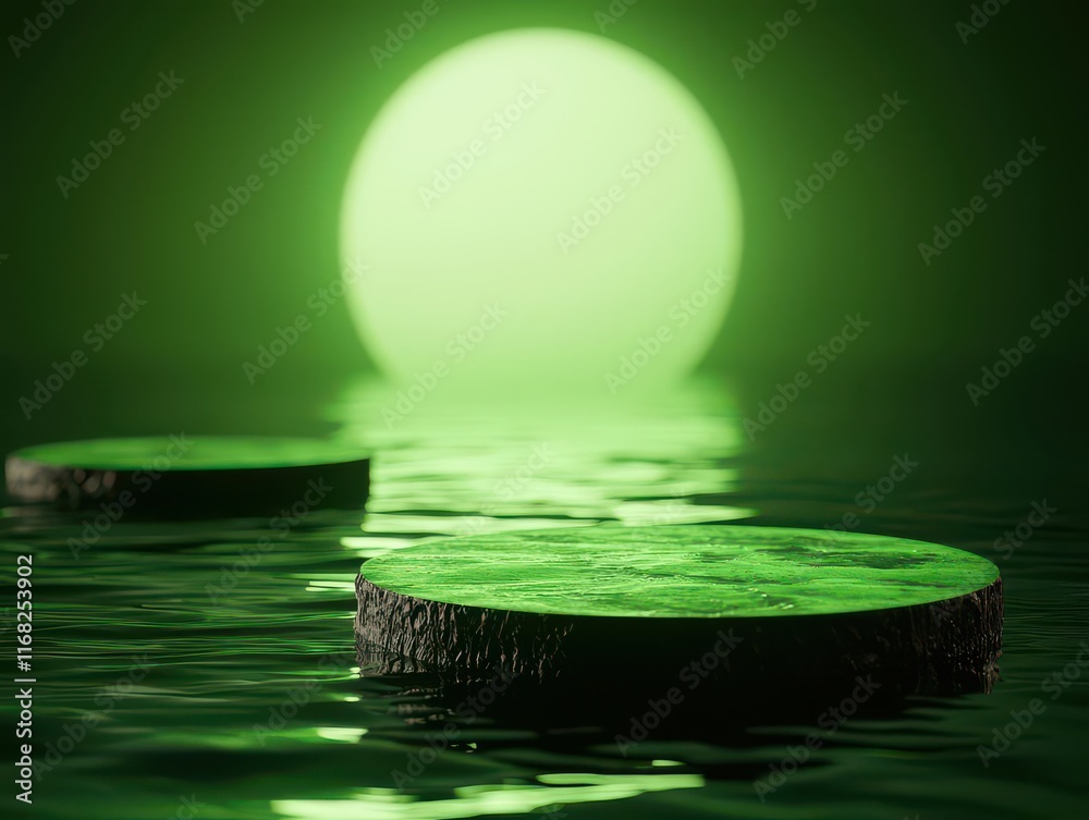 climate change impact. A calming depiction of glowing wetlands ...