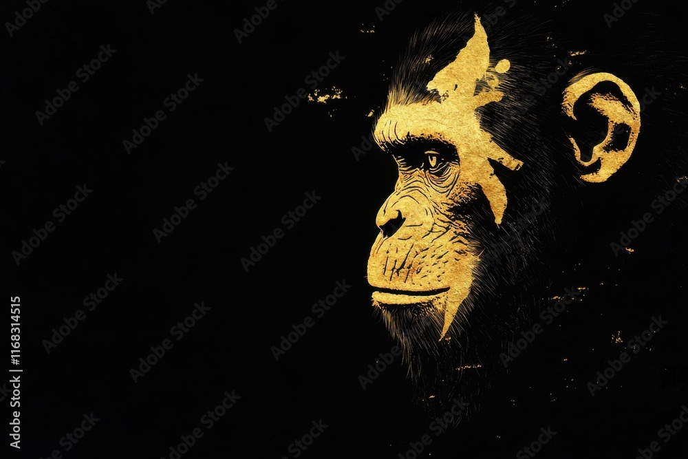 Dark background chinese art god monkey in traditional brush style Stock ...
