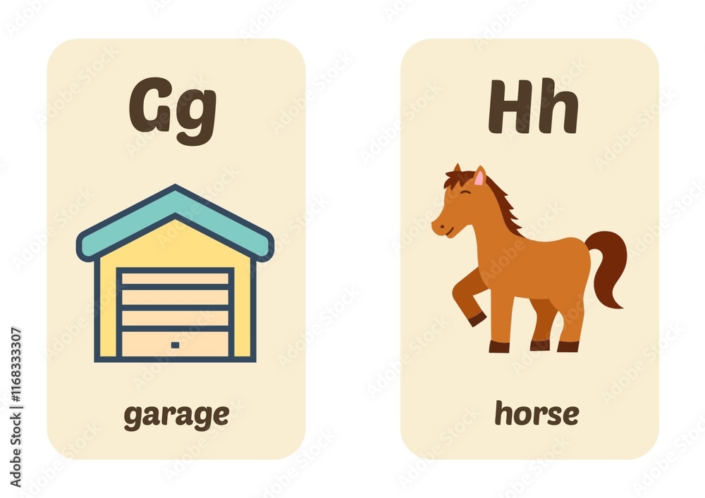 ABC Flash Cards. Letters, words and images. Educational Alphabet Cards ...