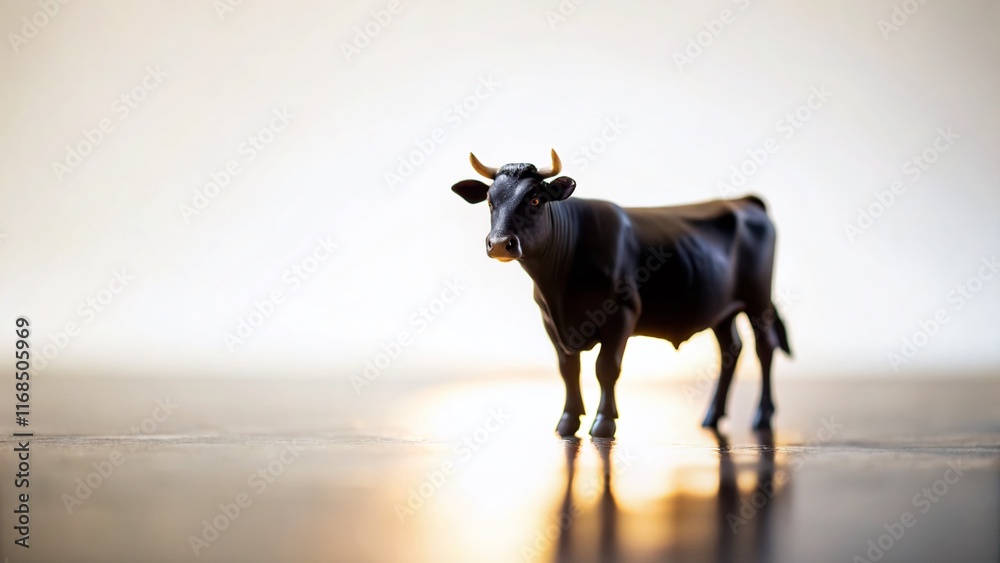Cow Silhouette, Tilt-Shift Miniature Farm Animal, Isolated White ...