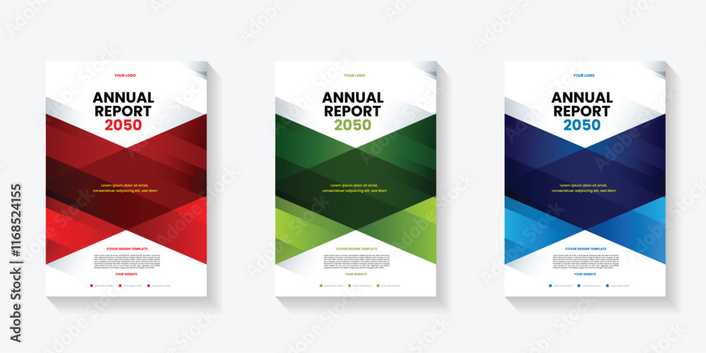 Modern folding ribbon theme book cover template in gradient color. A4 ...