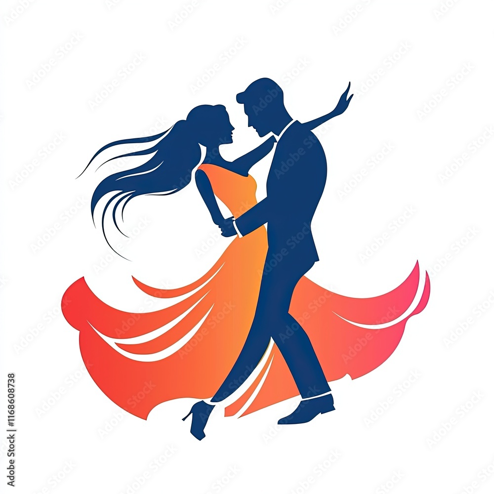 Design of ballroom couple dance icon logo illustration isolated on ...