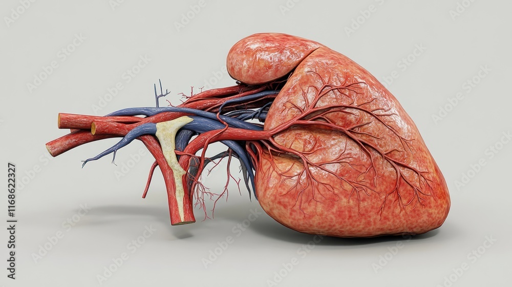 Realistic anatomical model of human spleen with arteries and veins ...
