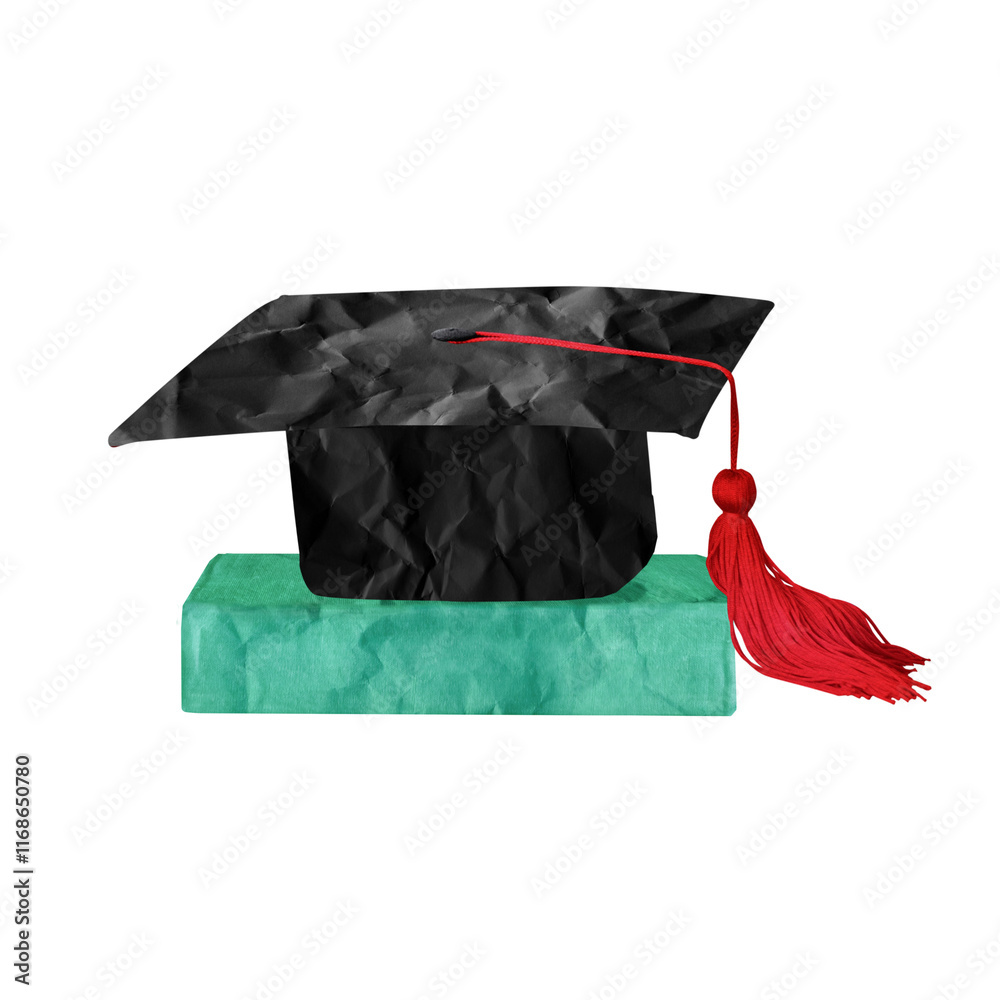 Graduation cap png sticker, education paper collage on transparent ...