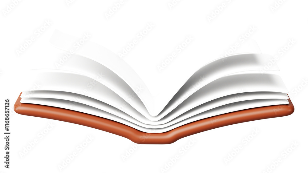 Brown open book png 3D education element, transparent background Stock ...