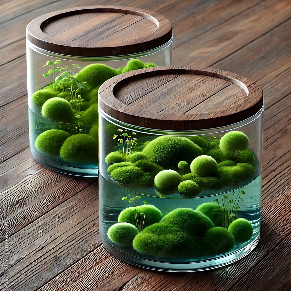 Eco-Friendly Glass Containers with Moss-Growing Lids and Displacement ...