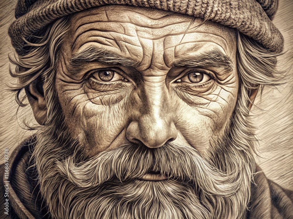 Hand-Drawn Sketch, Detailed Line Art, High Depth of Field, Artistic ...