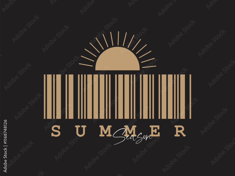Summer season barcode design modern and minimalist art Stock Vector ...