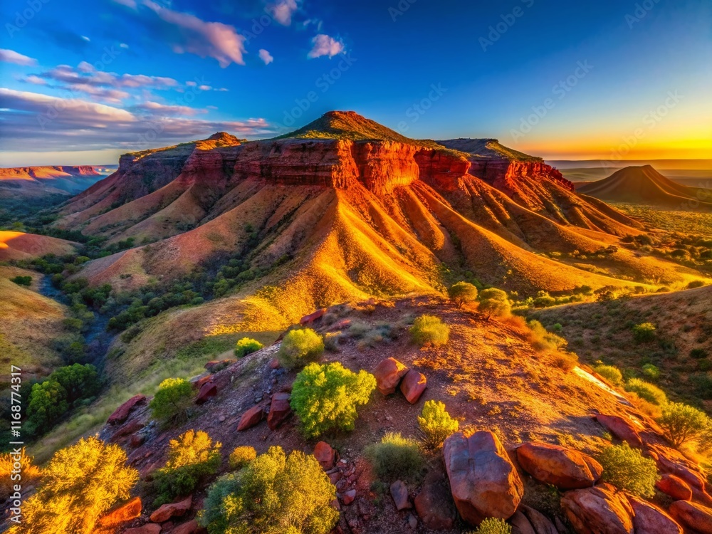 Golden Outback Landscape: Cave Hill Sunset, Kalgoorlie, Western ...