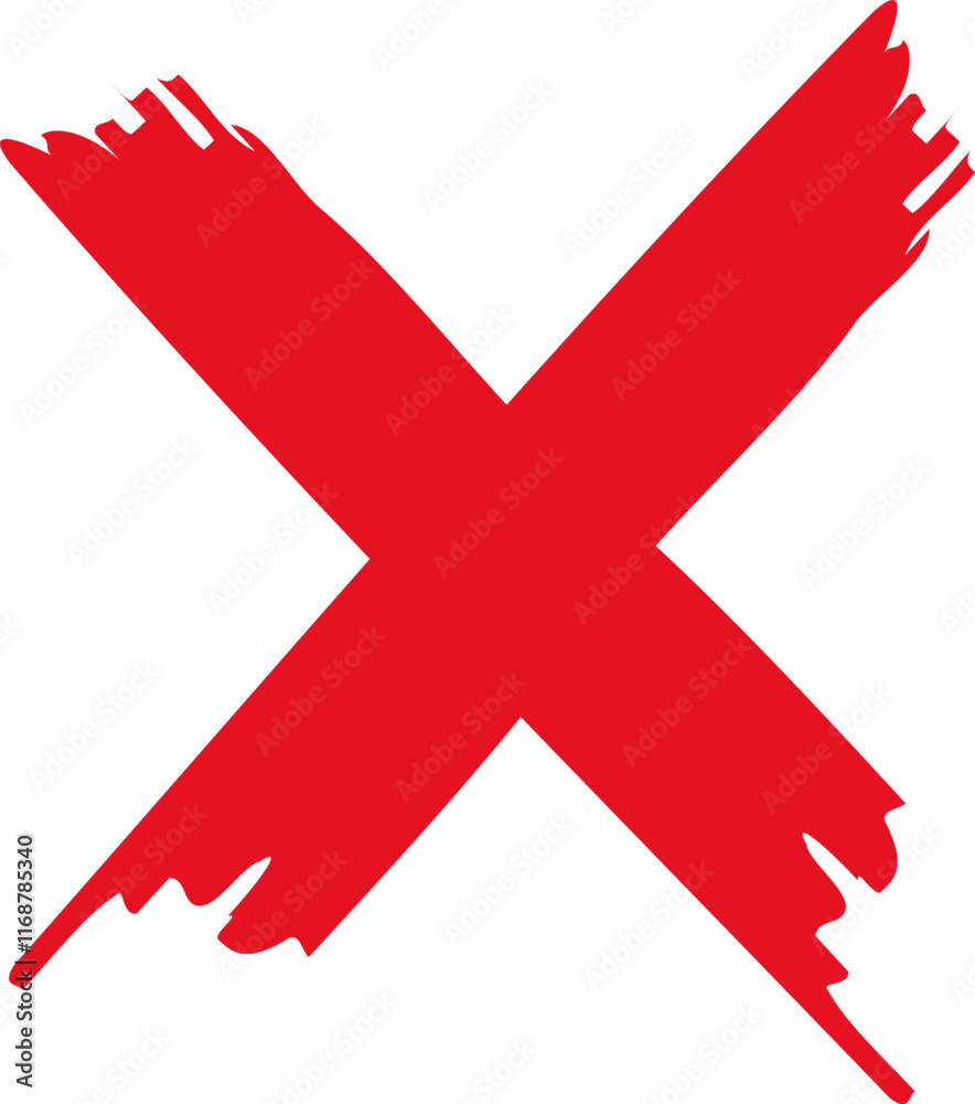 Grunge letter X. X icon. Red cross mark sign vector illustration ...