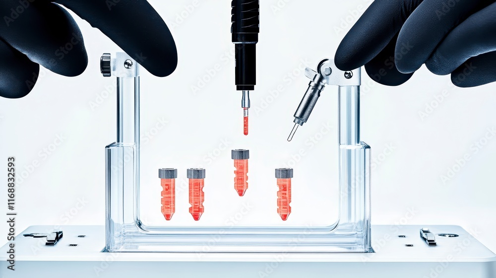 Automated Precision Dispensing System Liquid Handling in Microfluidic Device Stock Illustration ...
