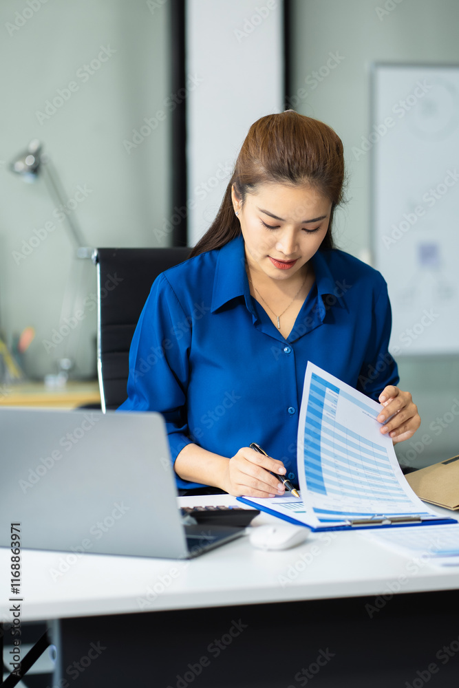 Project manager working and update tasks with milestones progress ...