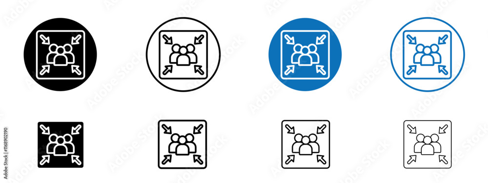 Assembly point icons in black and blue colors Stock Vector | Adobe Stock