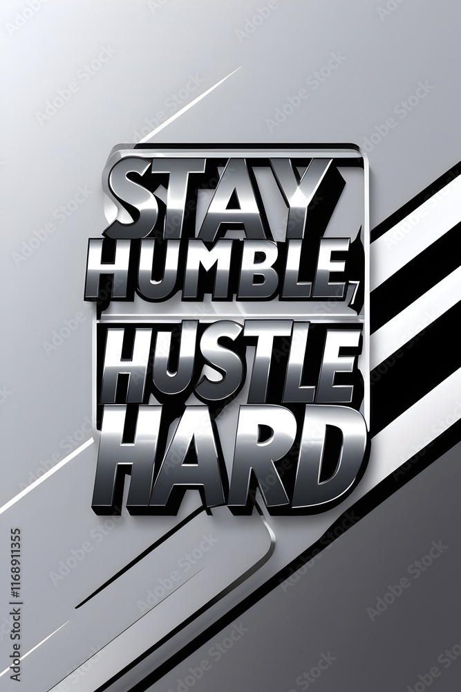 Motivational 'Stay Humble, Hustle Hard' in metallic silver font with ...