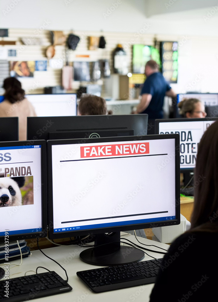 monitor in an editorial office, free copy space on a monitor for fake ...